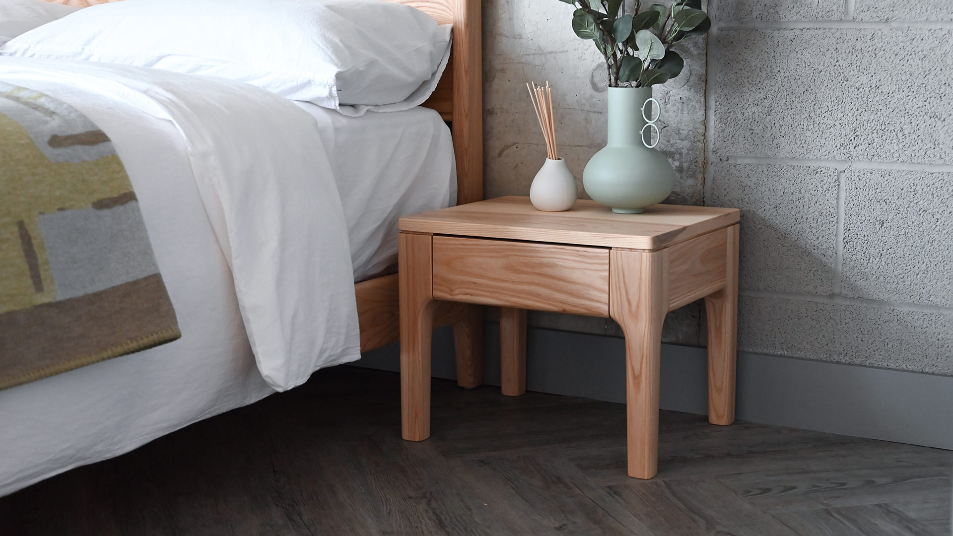 QUICK SHIP Pair of Ash Camden Drawer Tables - SOLD | Natural Bed Company