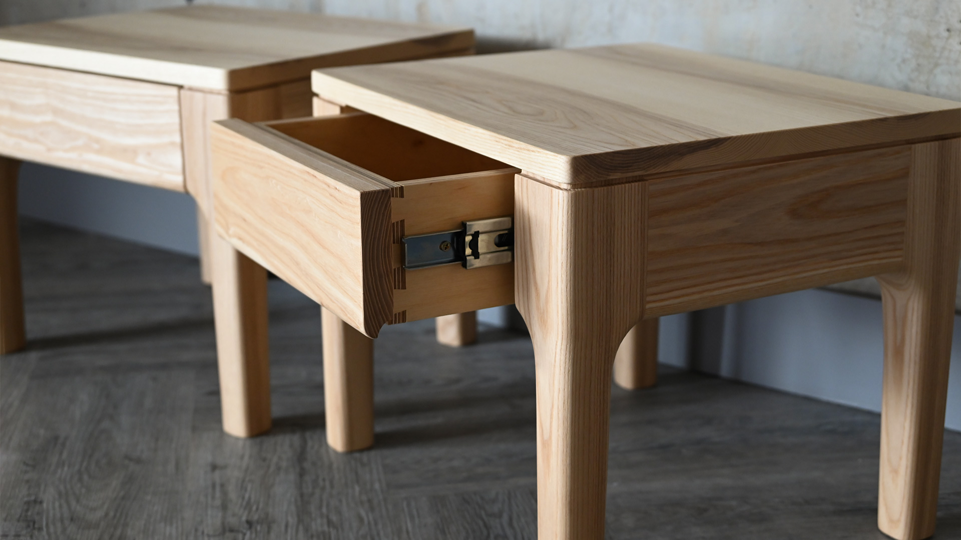 QUICK SHIP Pair of Ash Camden Drawer Tables - SOLD | Natural Bed Company