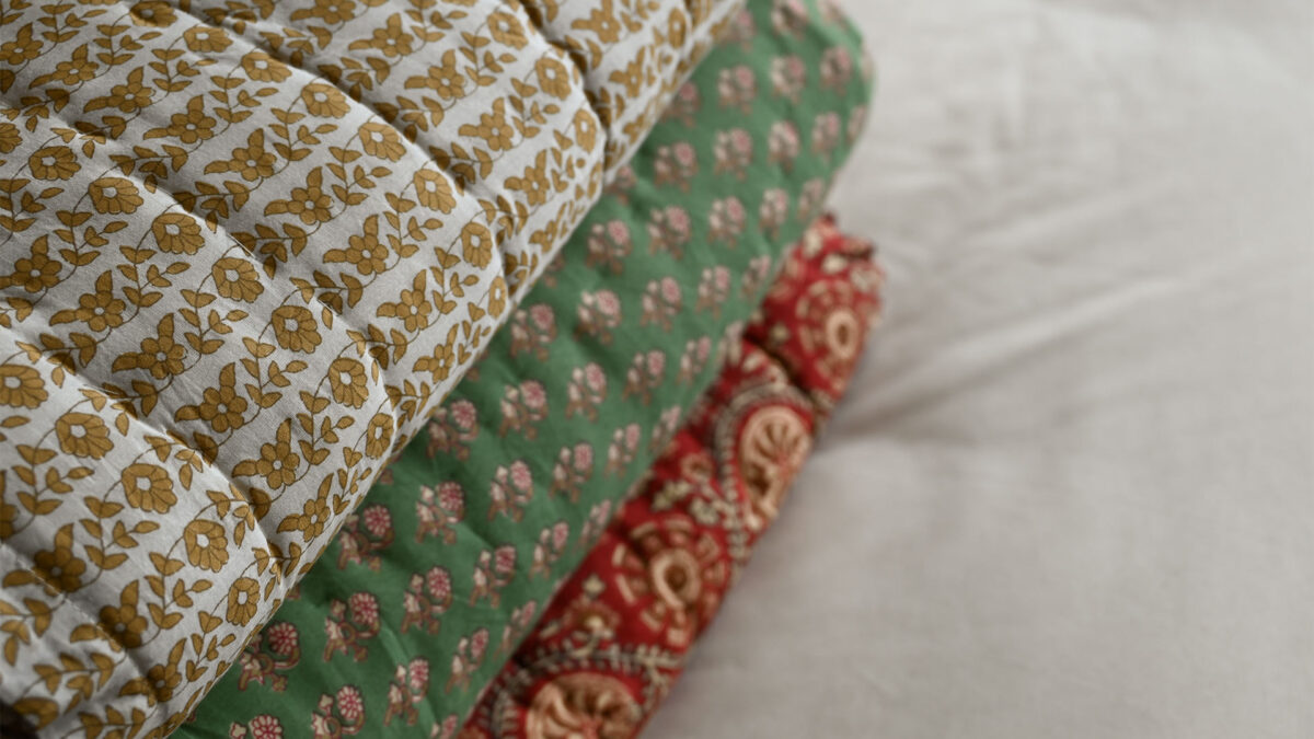 Floral Padded Throws - 3 Colours | Natural Bed Company