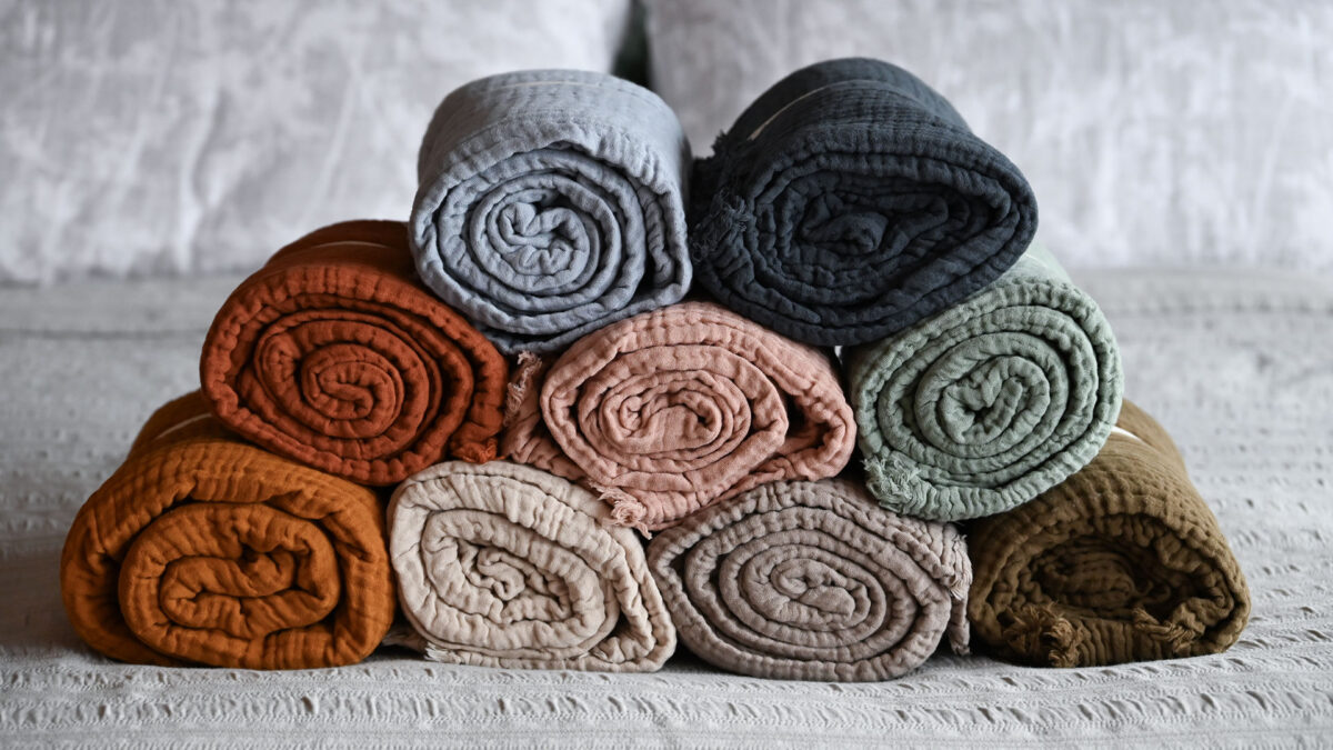 Cotton Muslin Throws | Various Colours | Natural Bed Co