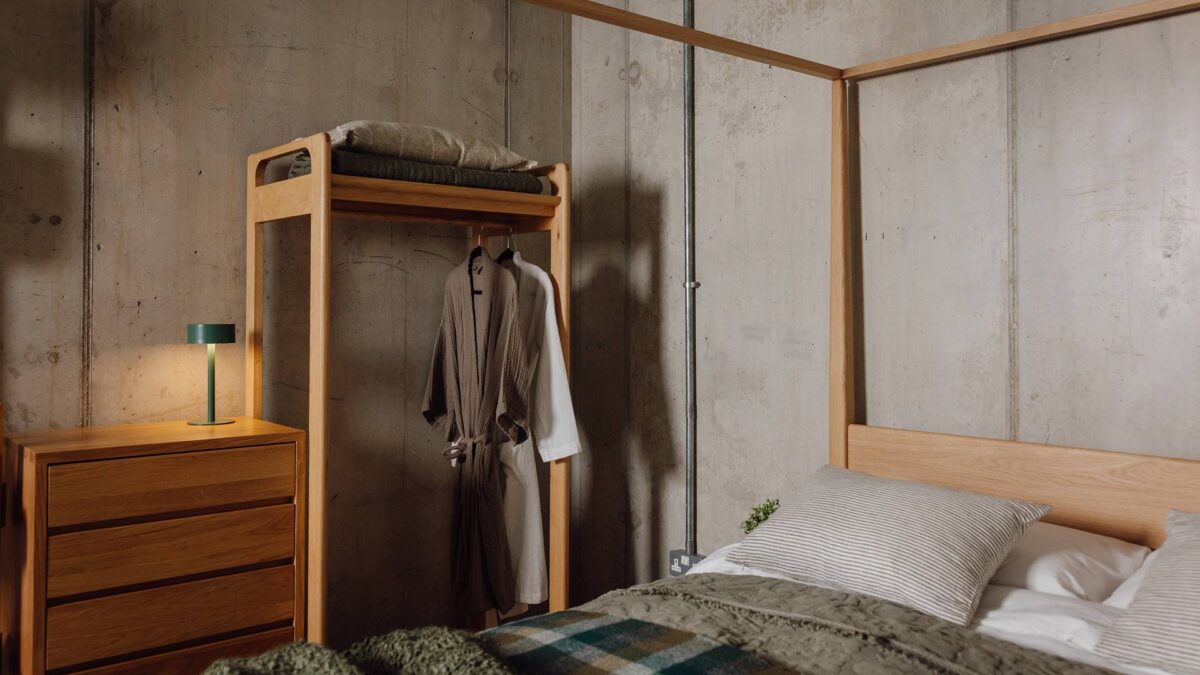 Oak Open Wardrobe - Mid-Century Design - Natural Bed Company
