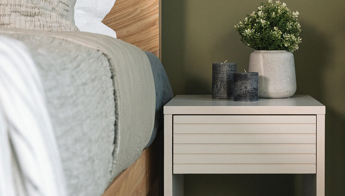 Stained Birch Tables - Groove Effect Panel - Natural Bed Company